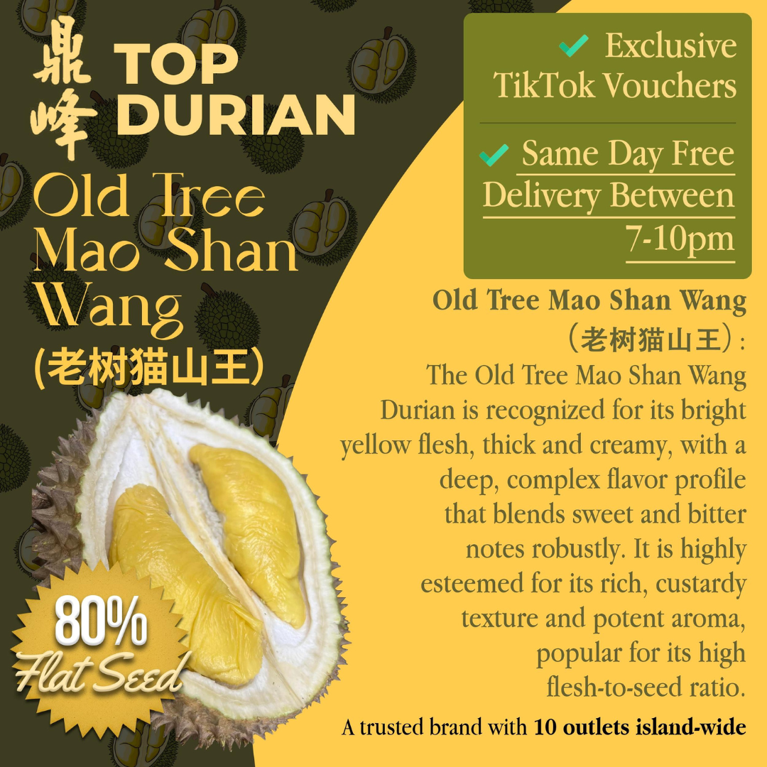 Top Durian - Pahang Old Tree Mao Shan Wang (400g per box) – FoodTalk SG